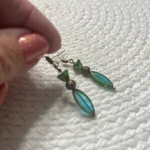 Handmade | Jewelry | Rustic Green Czech Glass Bellflowers Handmade ...